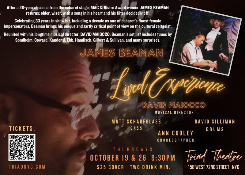 James Beaman Returns To The Cabaret Stage With LIVED EXPERIENCE at Triad Theatre